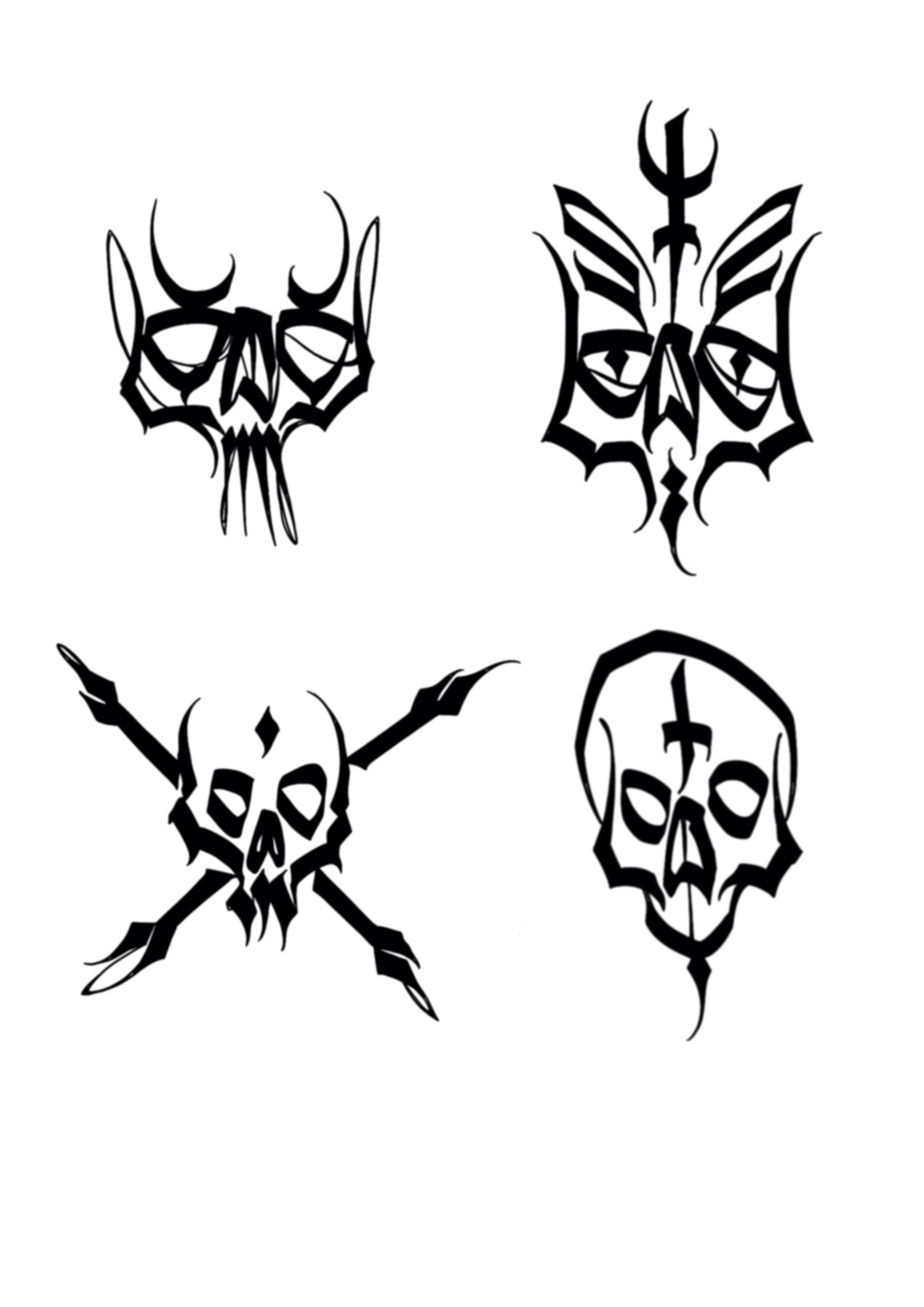 Skulls Tattoo Design by Marcell | Fine Line Flash | The Ink Factory ...