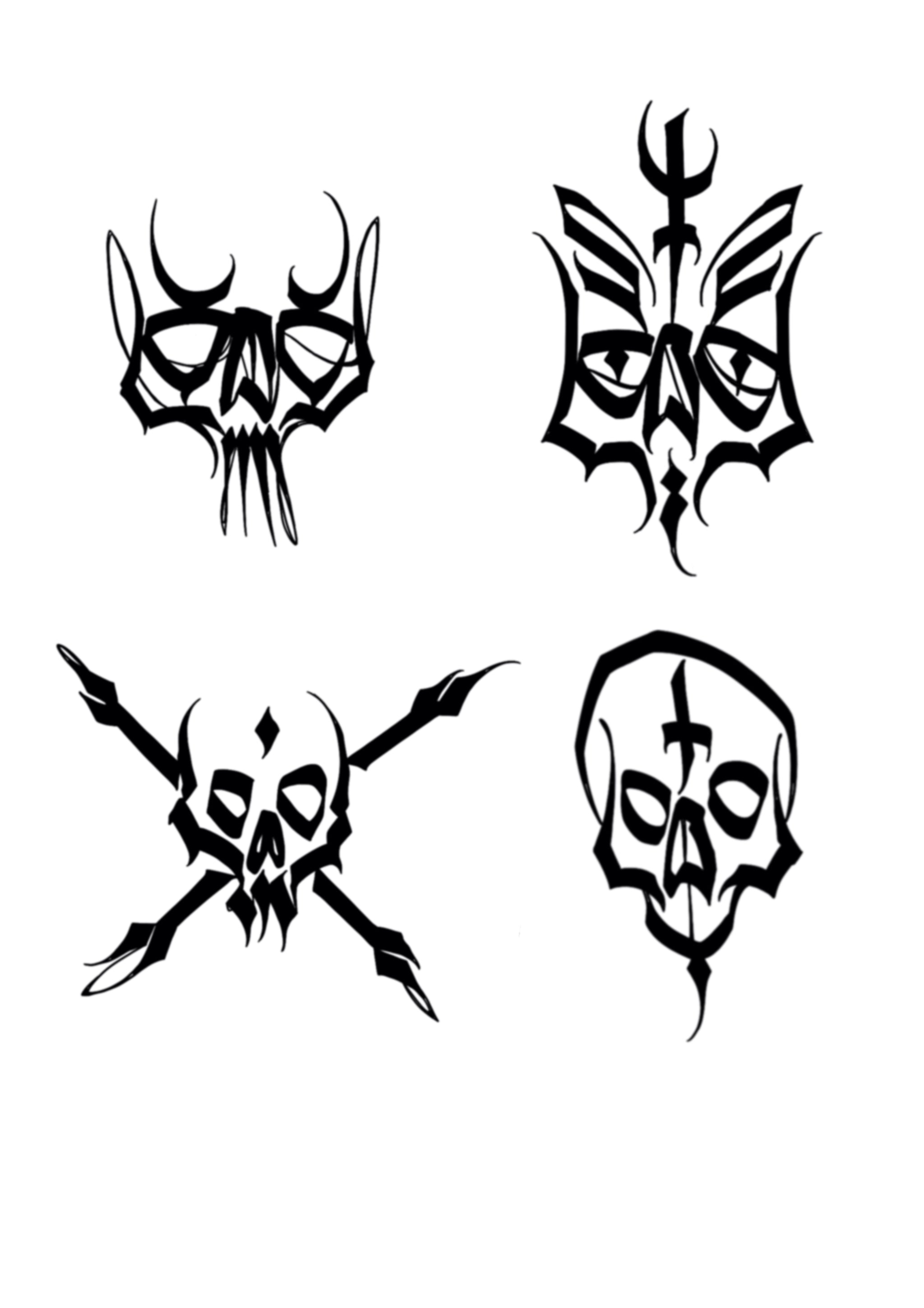 Skulls Tattoo Design by Marcell | Fine Line Flash | The Ink Factory ...